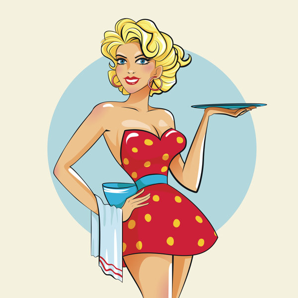 Mercer41 Pinup Girl With Tray Sexy Waitress On Uk